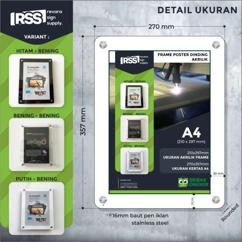 Jual Frame Poster Akrilik A4 / Bingkai Piagam A4 / Acrylic Foto Dinding ...