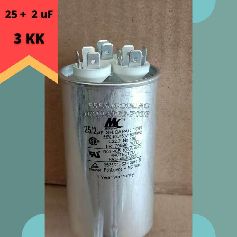 Promo Kapasitor Ac / Capacitor Ac Lg 3 Kaki 25/2 Uf (Merk Mc) 25/2 Mikro Diskon 12% di Seller ...