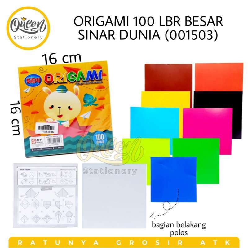 Jual 1 PAK (100 LEMBAR) ORIGAMI BESAR 100 LBR SINAR DUNIA / KERTAS ...
