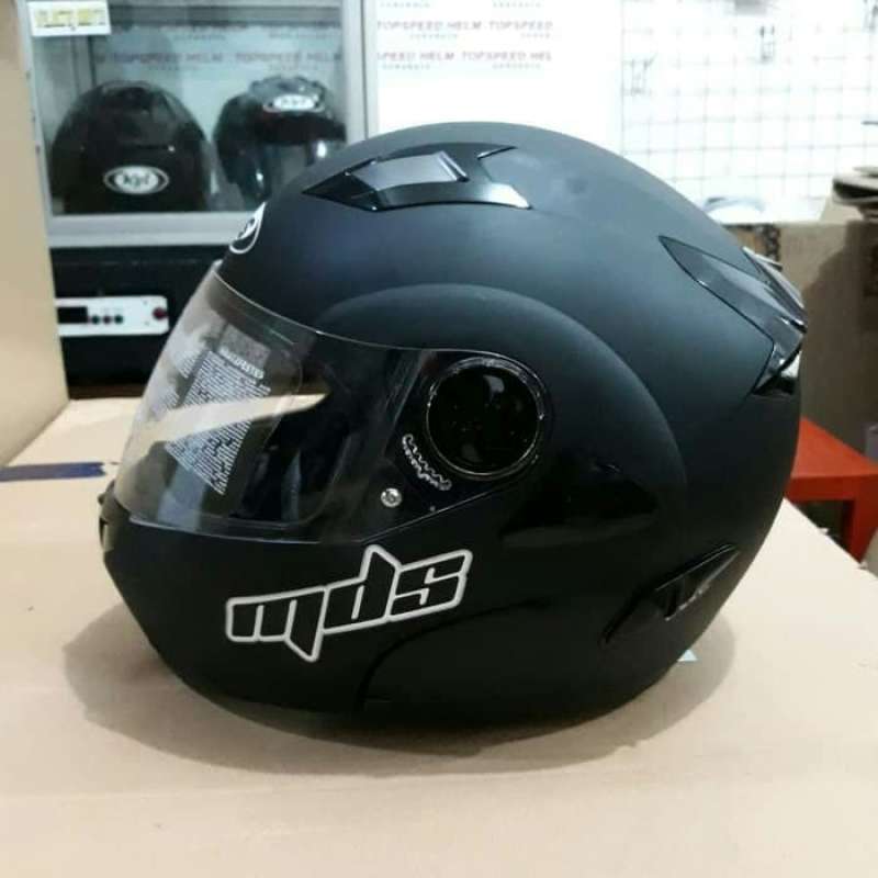 Promo Helm Mds Pro Rider Modular Flip Up Solid Black Doff Diskon 35% di ...