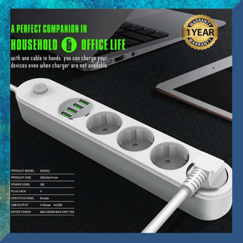 Promo Ldnio Se4432 Colokan Listrik Indonesia Usb 4 Port Max 3,4 A Auto ...