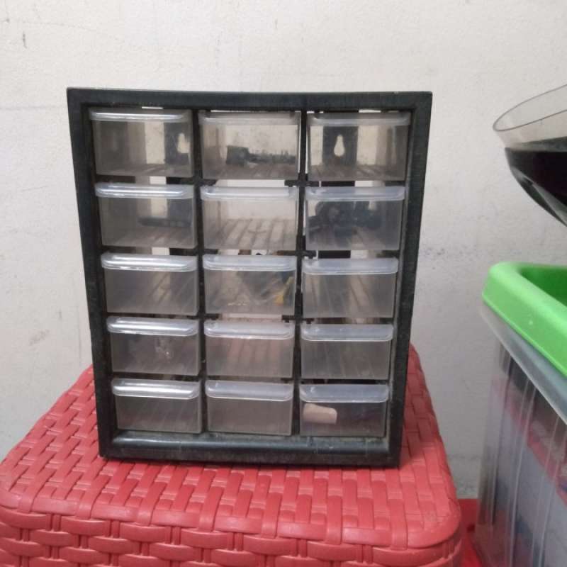 Jual rak sparepart 5 susun atau rak kotak komponen elektronik 15slot ...