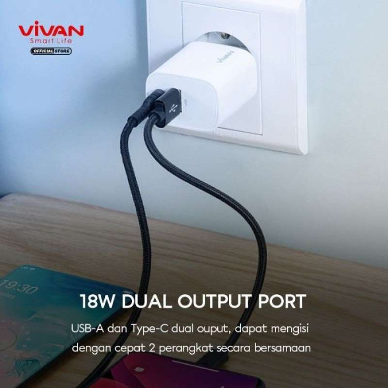 Jual Vivan Power Turbo 18w Dual Port Usb-c 3a Fast Charge Pd Vooc Di ...