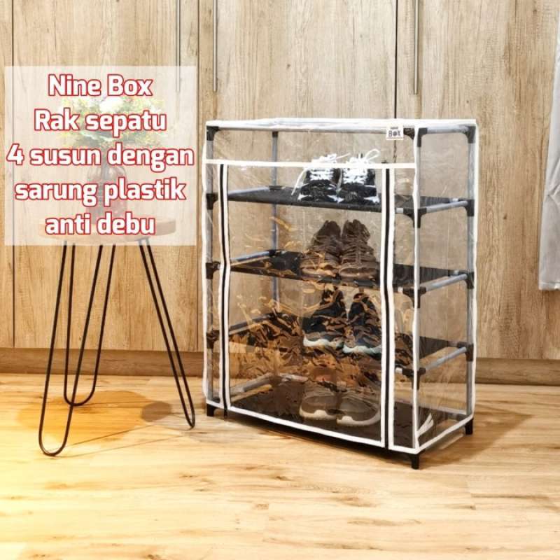 Jual Nine Box Lemari Sepatu 4 Ruang Dengan Cover Plastik Anti Debu di ...