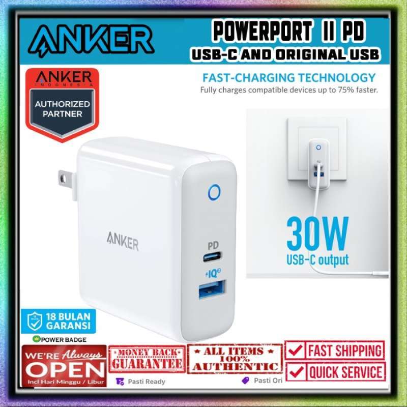Jual Anker Charger POWERPORT II PD - PIQ (2 Ports ) Fast Charging di ...