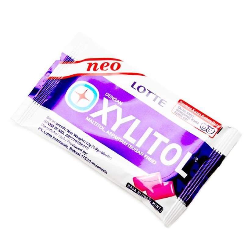 Jual LOTTE XYLITOL Blueberry Mint Chewing Gum - Permen Karet Menthol ...