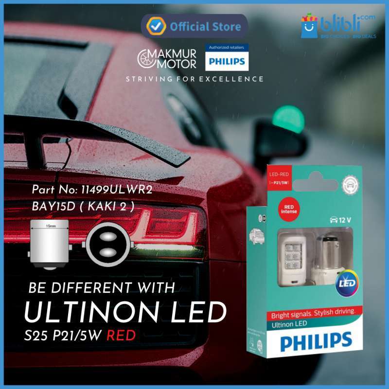 Promo PHILIPS ULTINON LED P21/5W S25 RED Diskon 1% di Seller Makmur ...