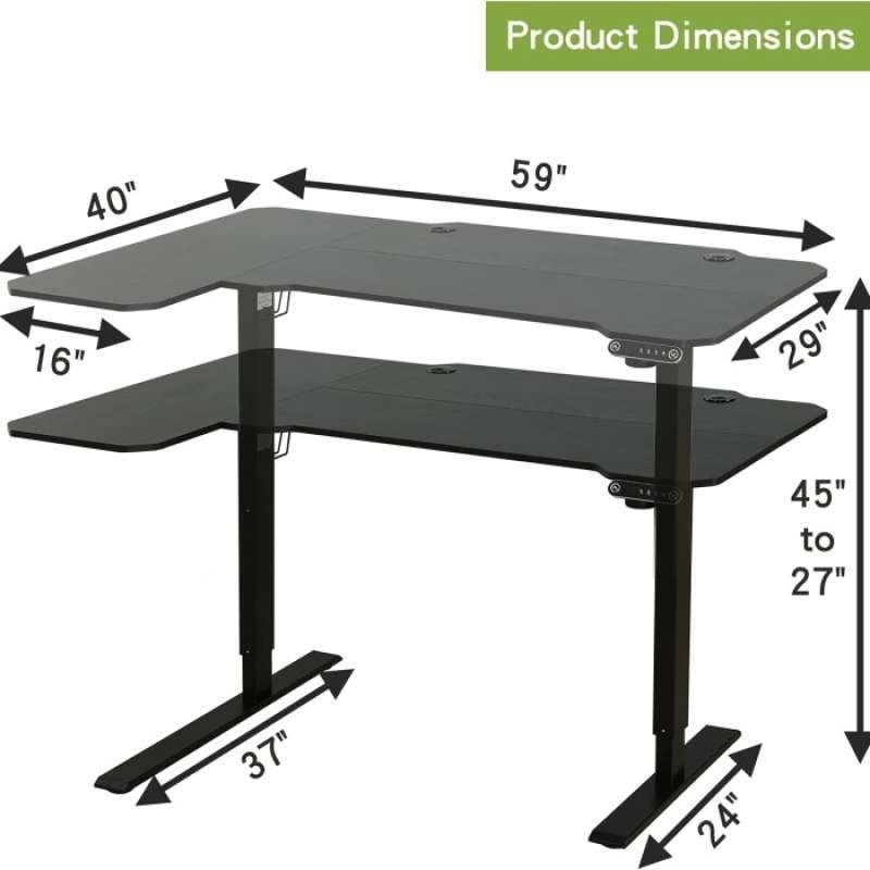 Promo L Shape Electric Standing Desk / meja kerja adjustable elektrik ...