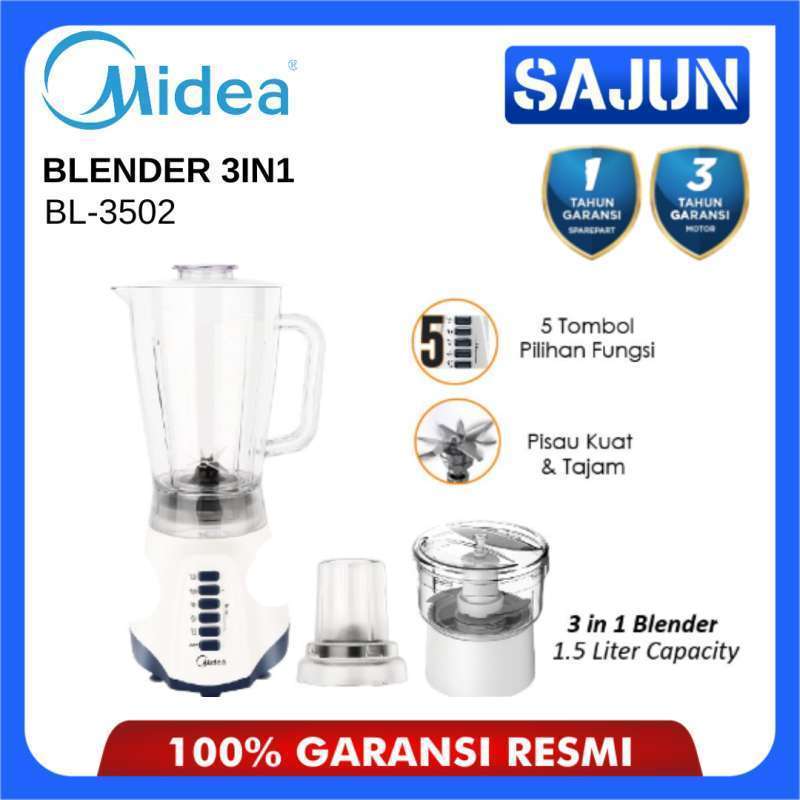 Promo Midea 3 In 1 Blender 1.5 Liter Bl-3502 Blender Grinder Chopper ...