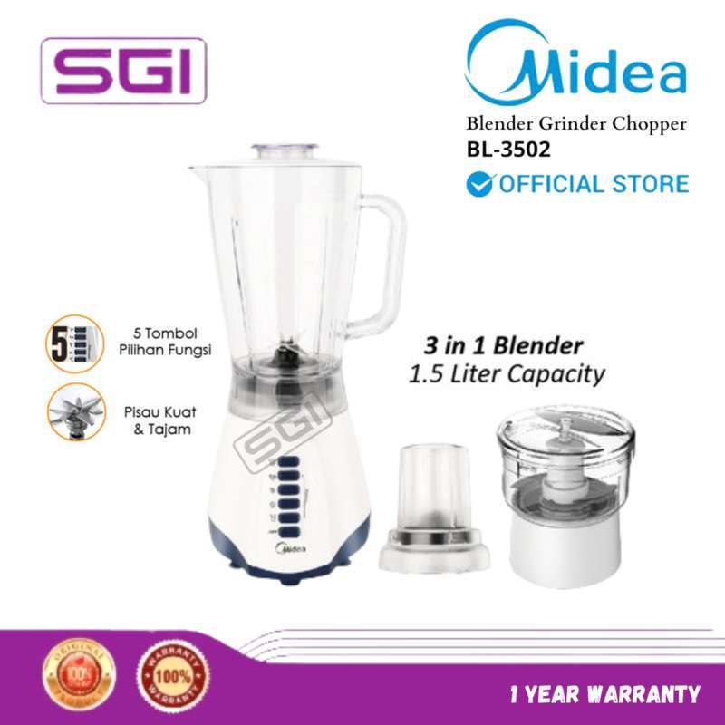 Promo Midea 3 In 1 Blender 1.5 Liter Bl-3502 Blender Grinder Chopper ...