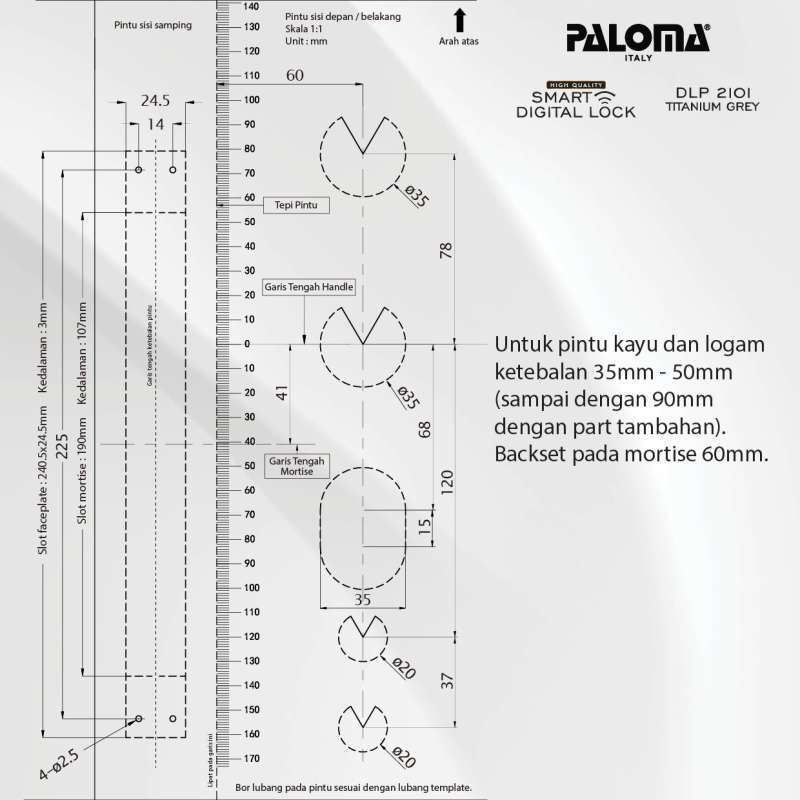 Jual Paloma Dlp 2101 Digital Lock Smart Home Kunci Pintu Door Handle ...