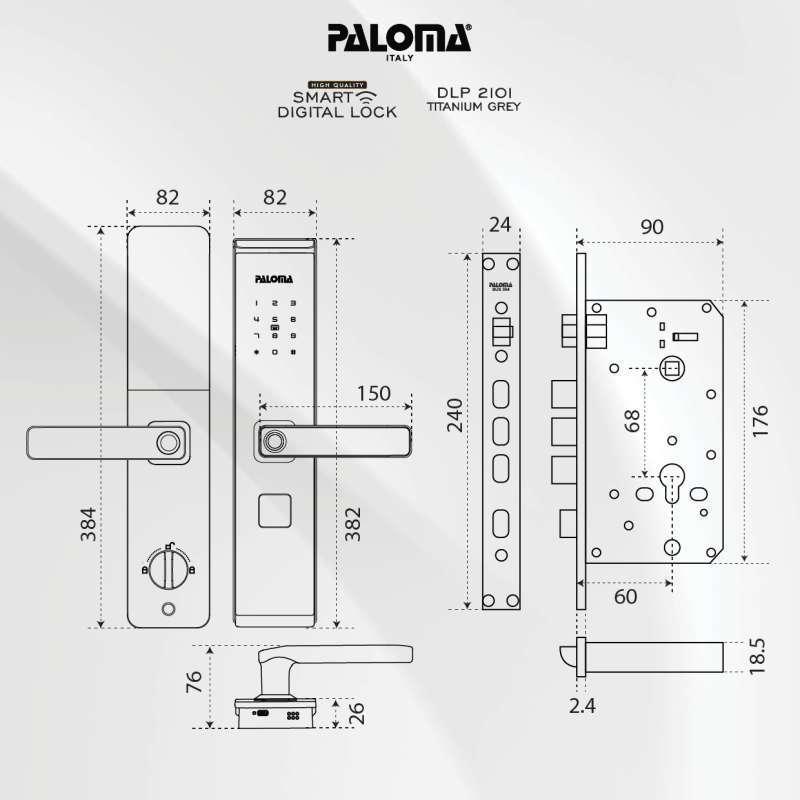 Jual Paloma Dlp 2101 Digital Lock Smart Home Kunci Pintu Door Handle ...