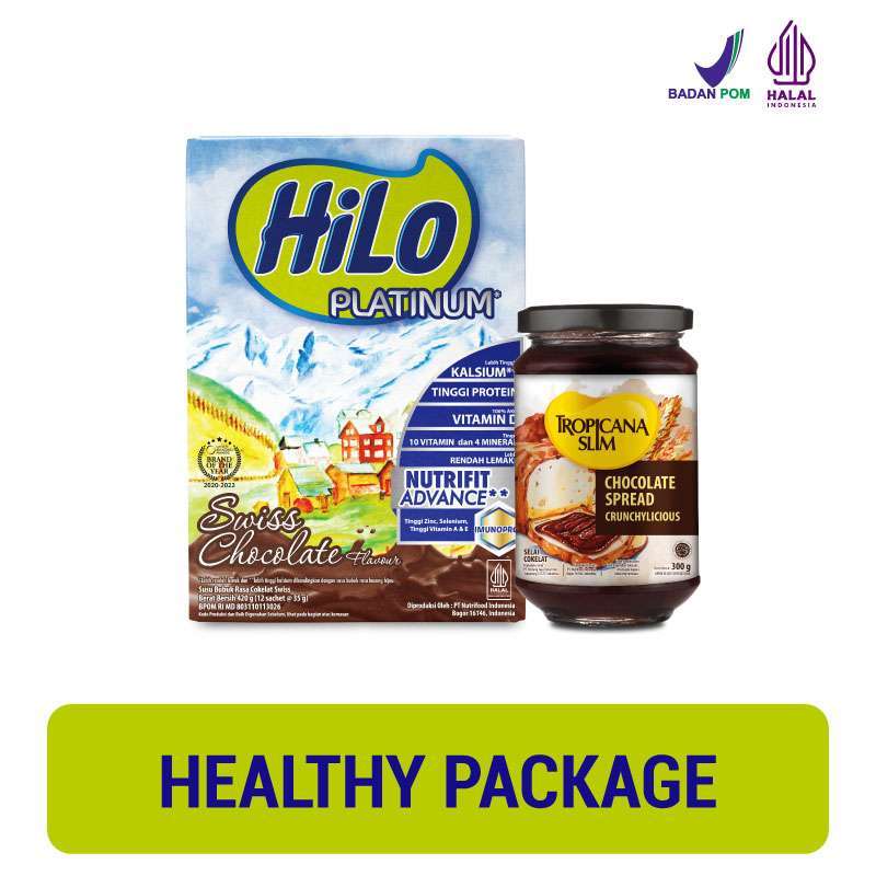 Jual Healthy Package - HiLo Platinum Swiss Chocolate 420g + Tropicana Slim Chocolate Spread 300g ...