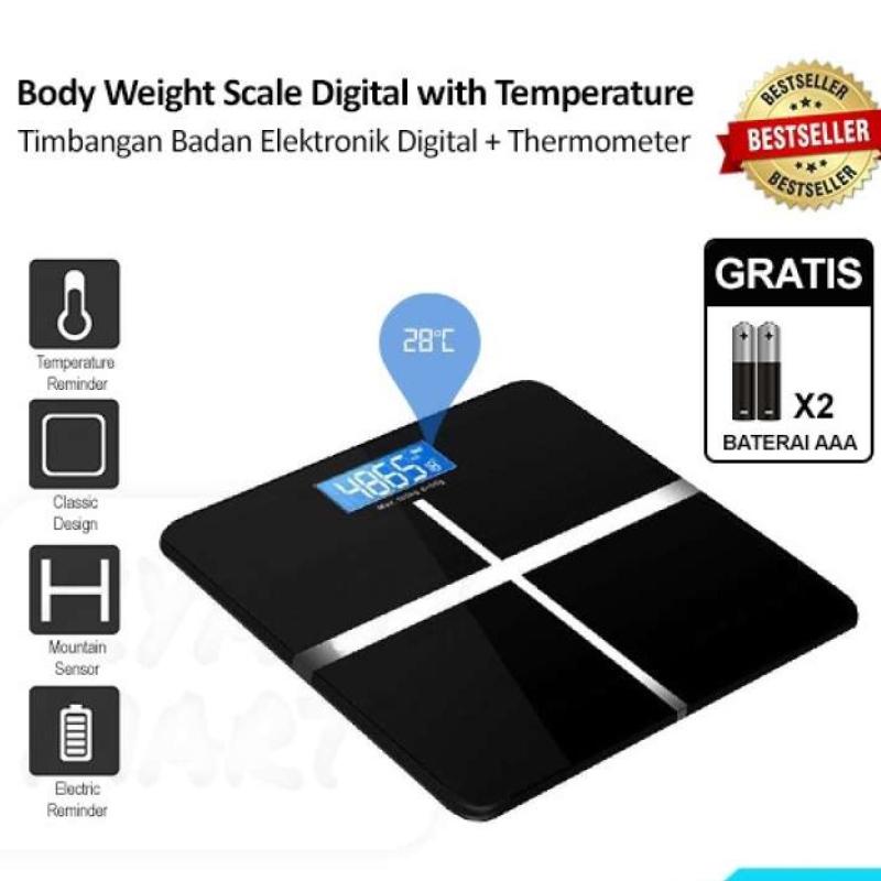 Promo Timbangan Badan Digital Elektronik Body Weight Scale & Suhu 2-In ...