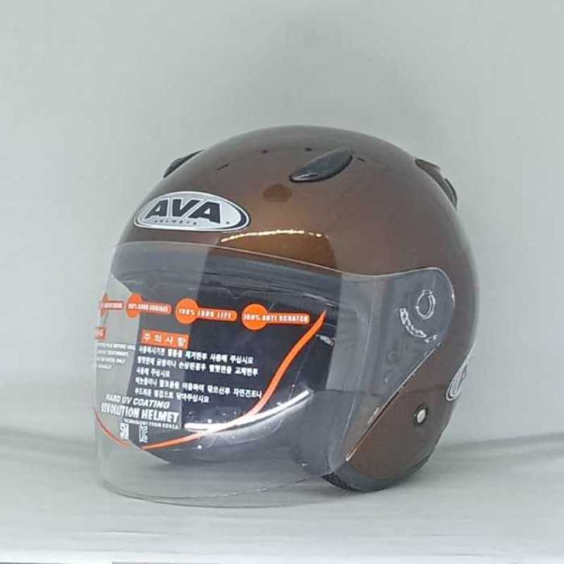 Jual Helm Motor Half Face Dewasa Ava Centro Ss7 Coklat Brown Polos Sni ...