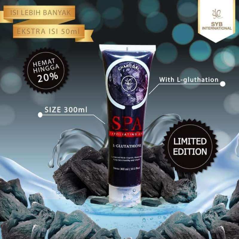 Promo [SYB] NEW BODY SPA SYB 300 ML WITH GLUTATHIONE / BODYSPA - CHARCOAL (HITAM) Diskon 1% di ...