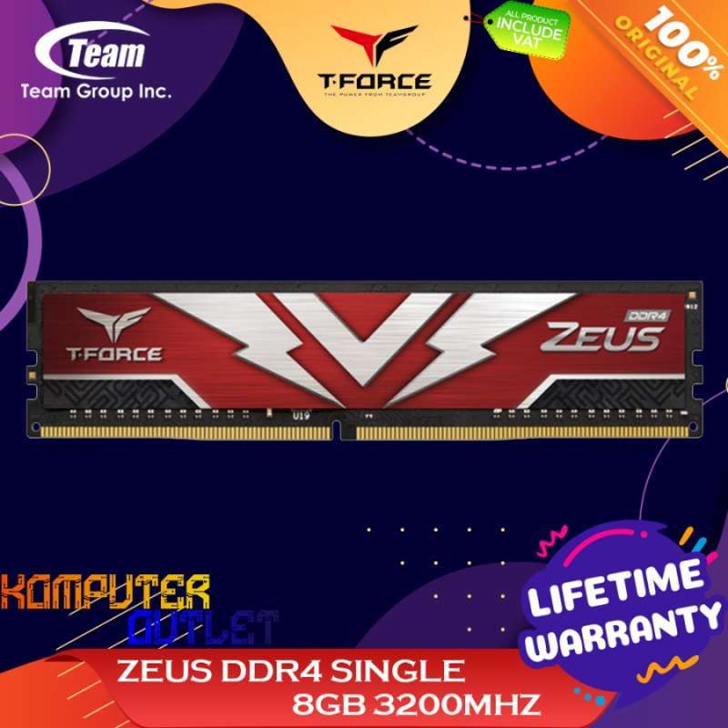 Jual TEAM T-FORCE ZEUS RAM DDR4 8GB KIT SINGLE CHANNEL 3200MHZ ...