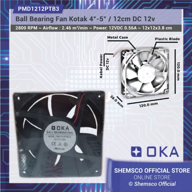 Jual Dc 12v Oka Ball Bearing Fan 12cm 120mm X 38mm Axial Cooling Fan 4 ...