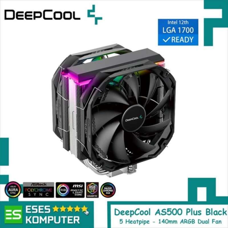 Jual HSF DeepCool AS500 PLUS ARGB BLACK 140mm Dual Fan CPU Cooler Intel ...