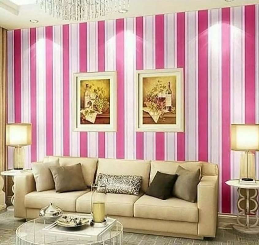 Promo Wallpaper Sticker Dinding Ruang Tamu Wps 066 Salur Pink[Ghazia ID ...