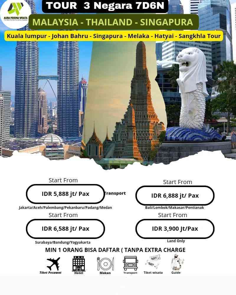 Jual Tour 3 Negara, 7d6n Malaysia – Singapore – Thailand (hat Yai) (low Season 2023) Di Seller ...
