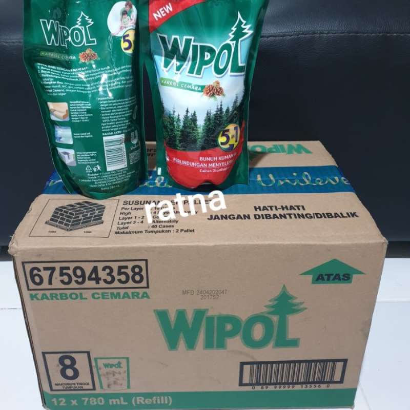Promo Wipol karbol cemara kartonan [12 pcs @ 750 ml] / Wipol karbol ...