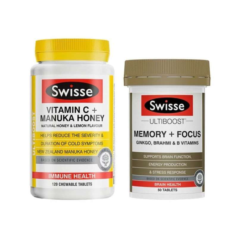 Jual Swisse Vitamin C + Manuka Honey 120 Tablet & Swisse Memory + Focus ...