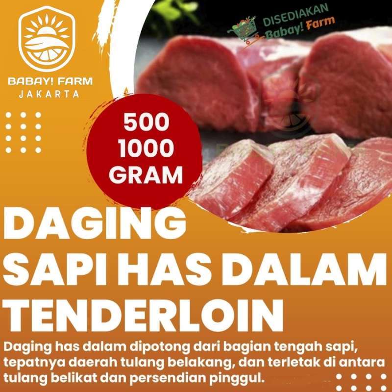 Jual Daging Sapi Has Dalam / Beef Tenderloin 500 Gr / Lulur Dalam 1 Kg ...