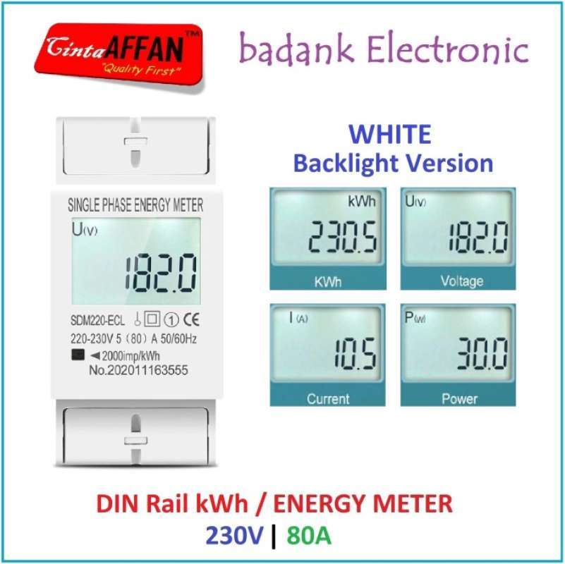 Jual Sdm220-ecl Backlight Energy Meter 80a 220v Kwh Electric ...
