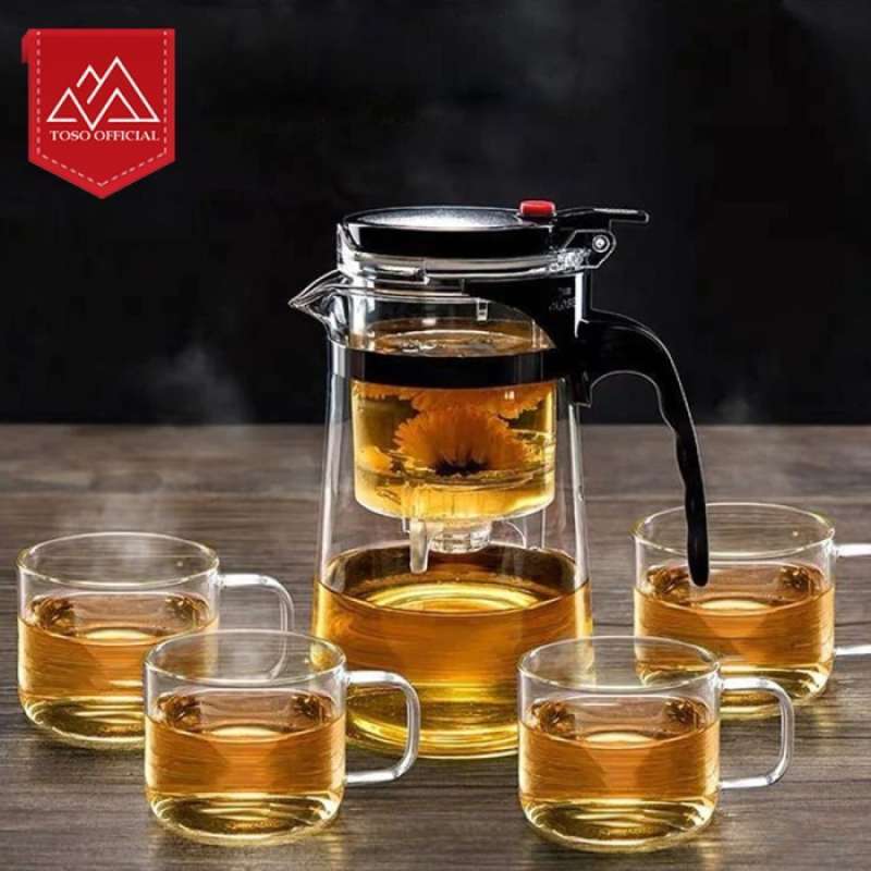 Promo Tea Infuser Pot 750ml Push Button Teko Teh Saringan Kaca Tea Pot ...