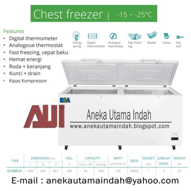Promo RSA CF-600 CHEST FREEZER 600 LT LITER / FREEZER BOX RSA CF600 ...