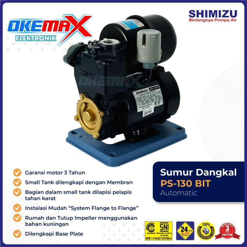Promo Shimizu Pompa Air Otomatis With Small Pressure Tank Ps-130 Bit ...
