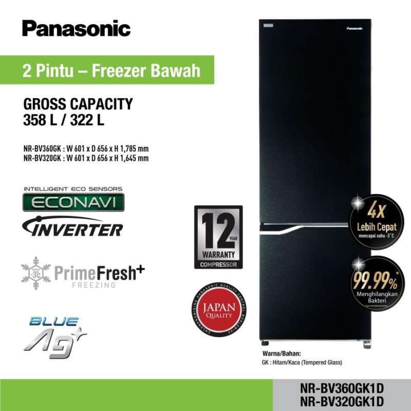 Jual Kulkas Panasonic 2 Pintu Bottom Freezer Nr-bv360gk Inverter 360 ...