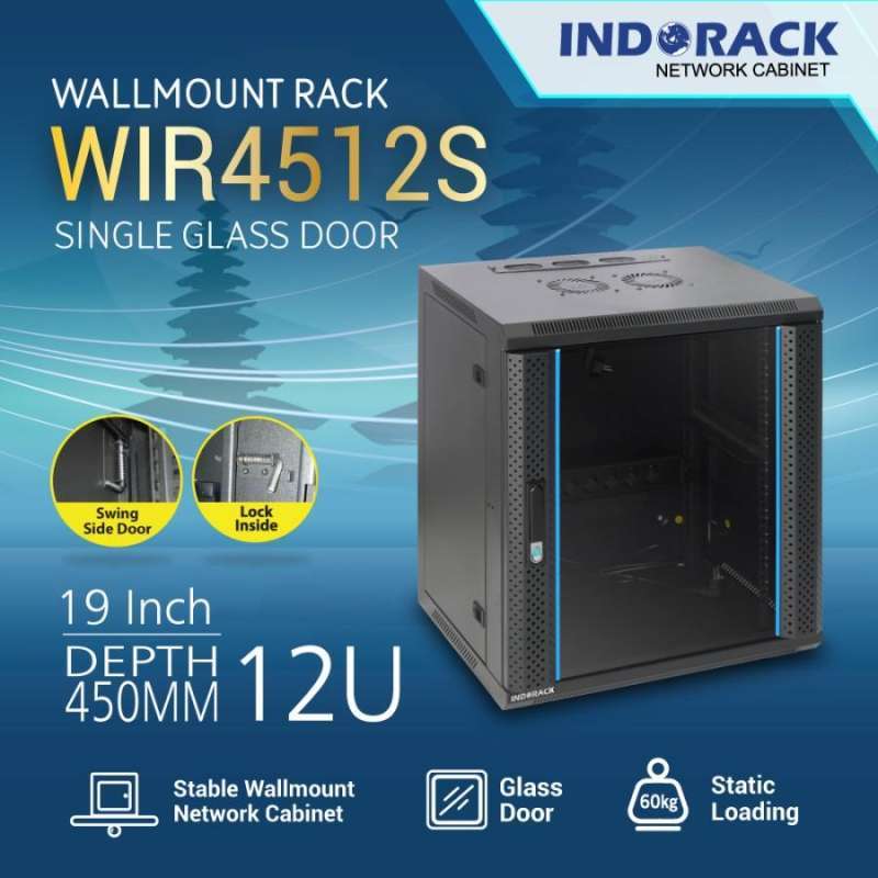 Jual WALLMOUNT RACK SERVER INDORACK 12U WIR4512S DEPTH 450MM di Seller ...