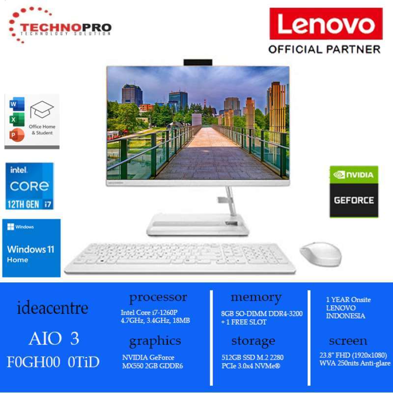 Promo Lenovo IdeaCentre AIO 3 24IAP7 0SID 0TID || Core i7-1260P 8GB ...