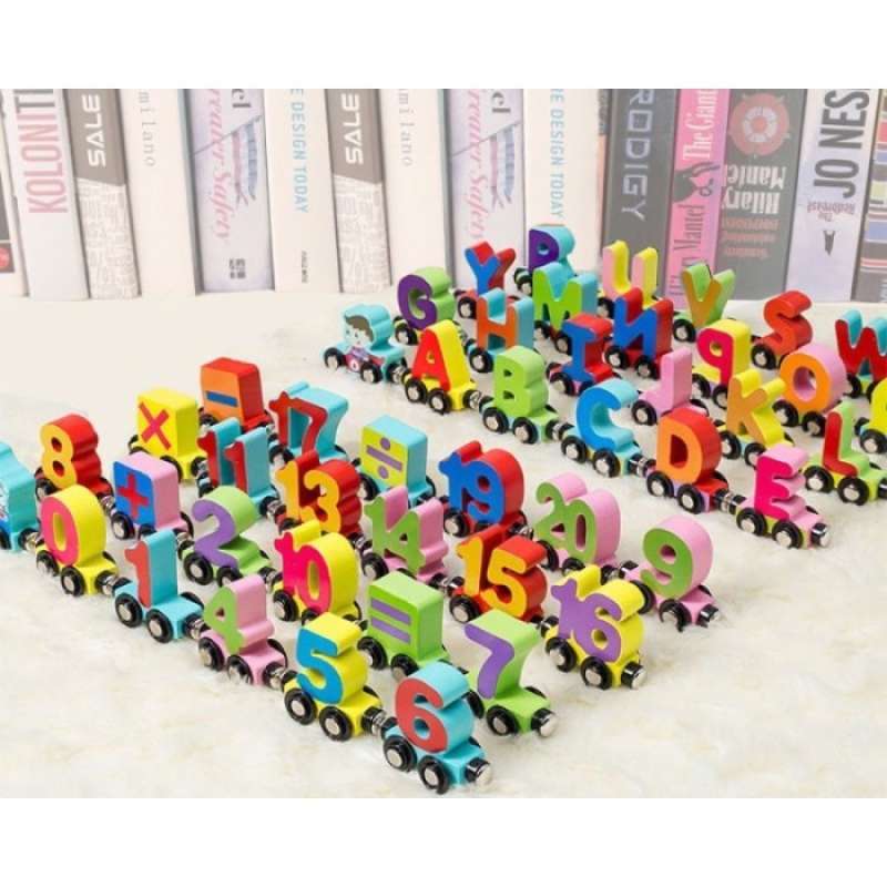 Jual Magnetic Alphabet Number Trains Set Abc 123 Magnet Train Mainan ...