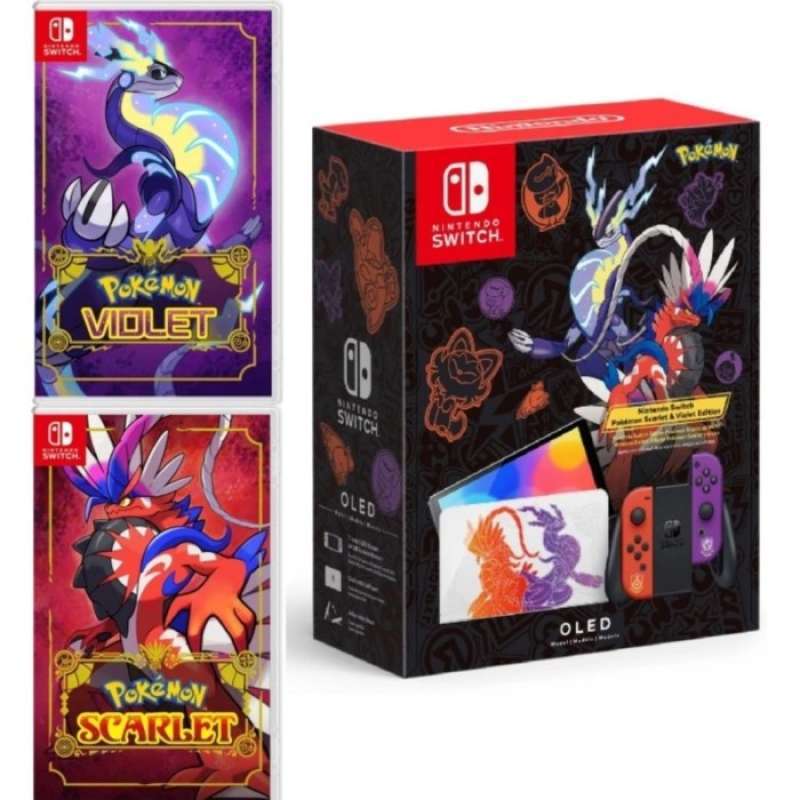 Promo Nintendo Switch Oled Pokemon Scarlet & Violet Edition + Scarlet ...