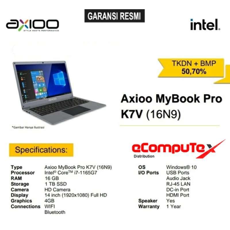Promo Laptop Axioo Mybook Pro K7v (16n9) I7-1165g7 16gb Rtx 3050 4gb ...