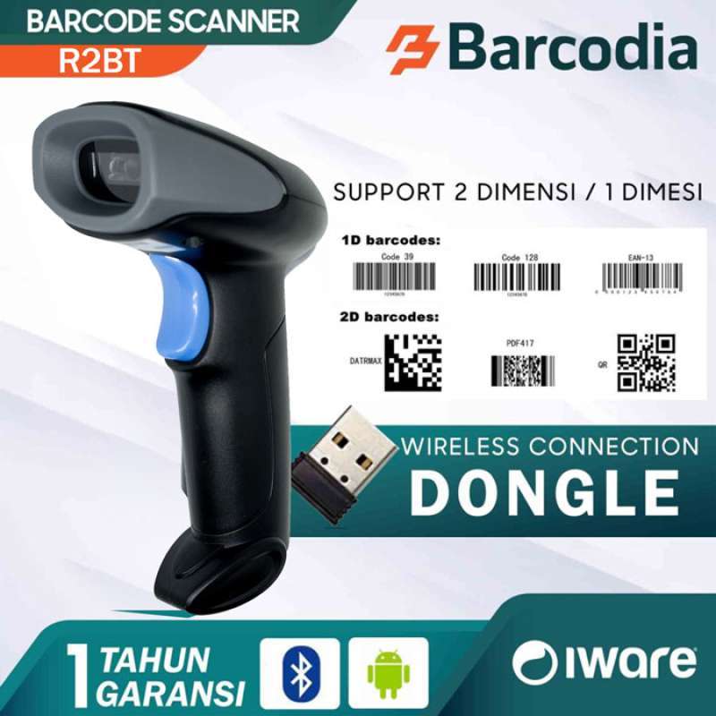 Jual Scanner Barcode Bluetooth Wireless 2d Iware R-8bt With Stand ...