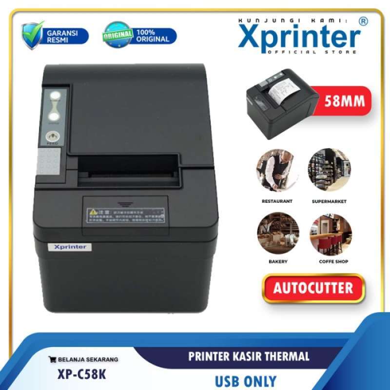 Promo Printer Kasir Thermal Xprinter XP-C58K C58K 58mm USB Autocutter ...