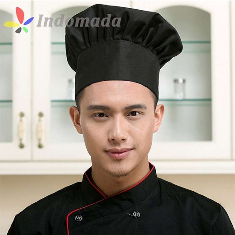 Jual Indomada Topi Koki Jamur Karet Elastis Mushroom Chef Hat Adjustable Size Seragam Waitress ...