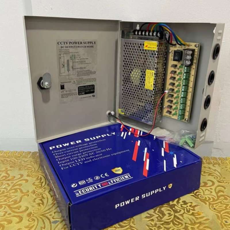 Promo Power Supply BOX 10A 12v 9 CH cctv / psu 12V 10A box panel Diskon ...