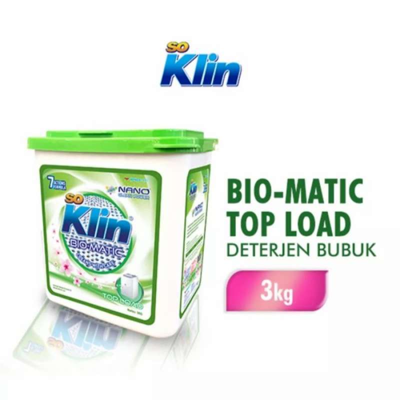 Jual So Klin Bio Matic Top Load Hijau 3 Kg / Deterjen Bubuk Bukaan Atas ...