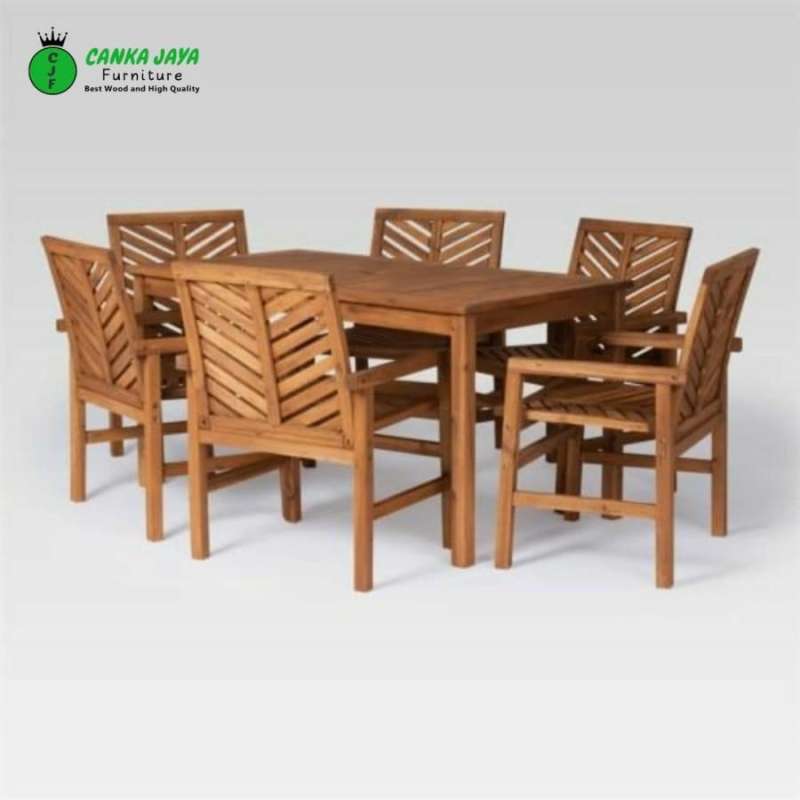 Jual CANKA - Set Meja Makan Outdoor Minimalis 6 Kursi Murah Kayu Jati ...