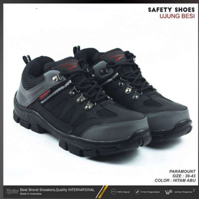 Promo Sepatu Safety Ujung Besi Jahit Sol Ringan Dan Kuat 100% Original ...