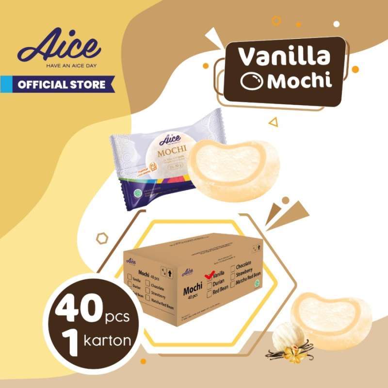 Promo Aice Ice Cream Mochi Vanilla Es Krim (1 Karton = Isi 40 Pcs) Eskrim Diskon 34% Di Seller ...