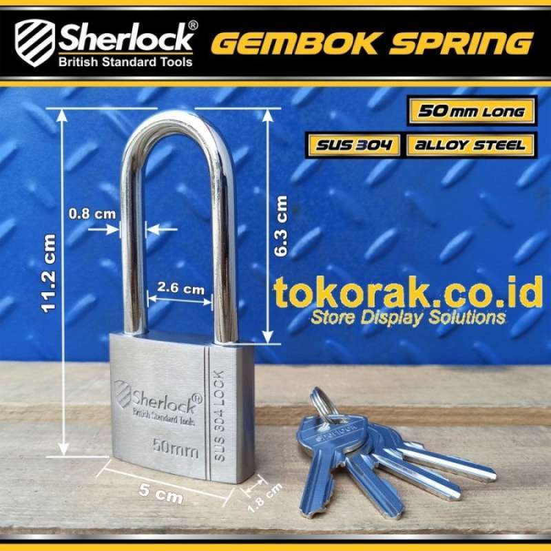 Jual Gembok Stainless 304 Spring - Per - 50 Mm Pjg Sherlock - Anti ...