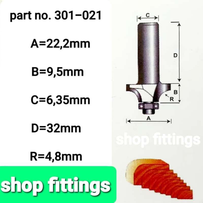 Jual Mata Router Profil Edging HPL R 5 mm Bulat Round Over Bit benz 301 ...