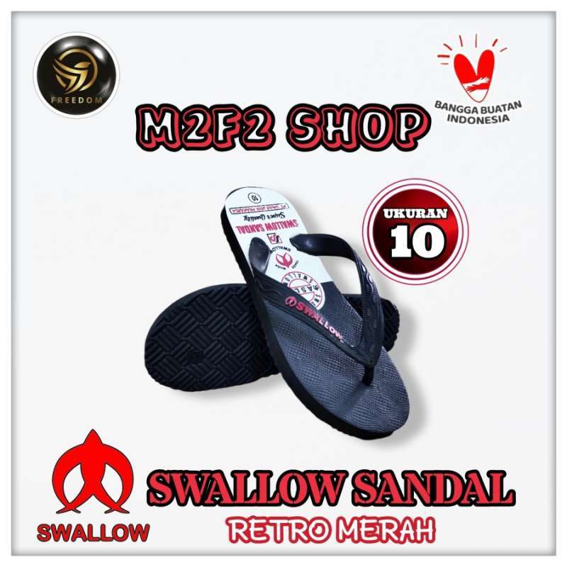 Promo Sandal Jepit Swallow Retro Hitam Putih - Ukuran Nomor 10 (Kemasan ...