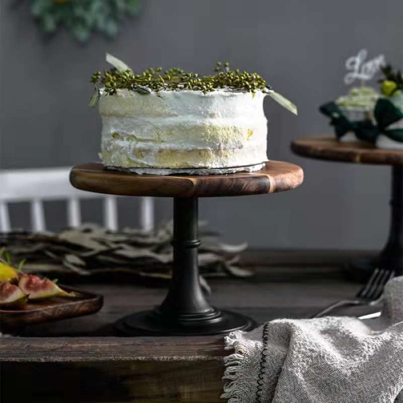 Promo Cake Stand Alas Tatakan Display Kue 25 Cm Cake Motif Kayu Wooden Bulat Diskon 27 Di